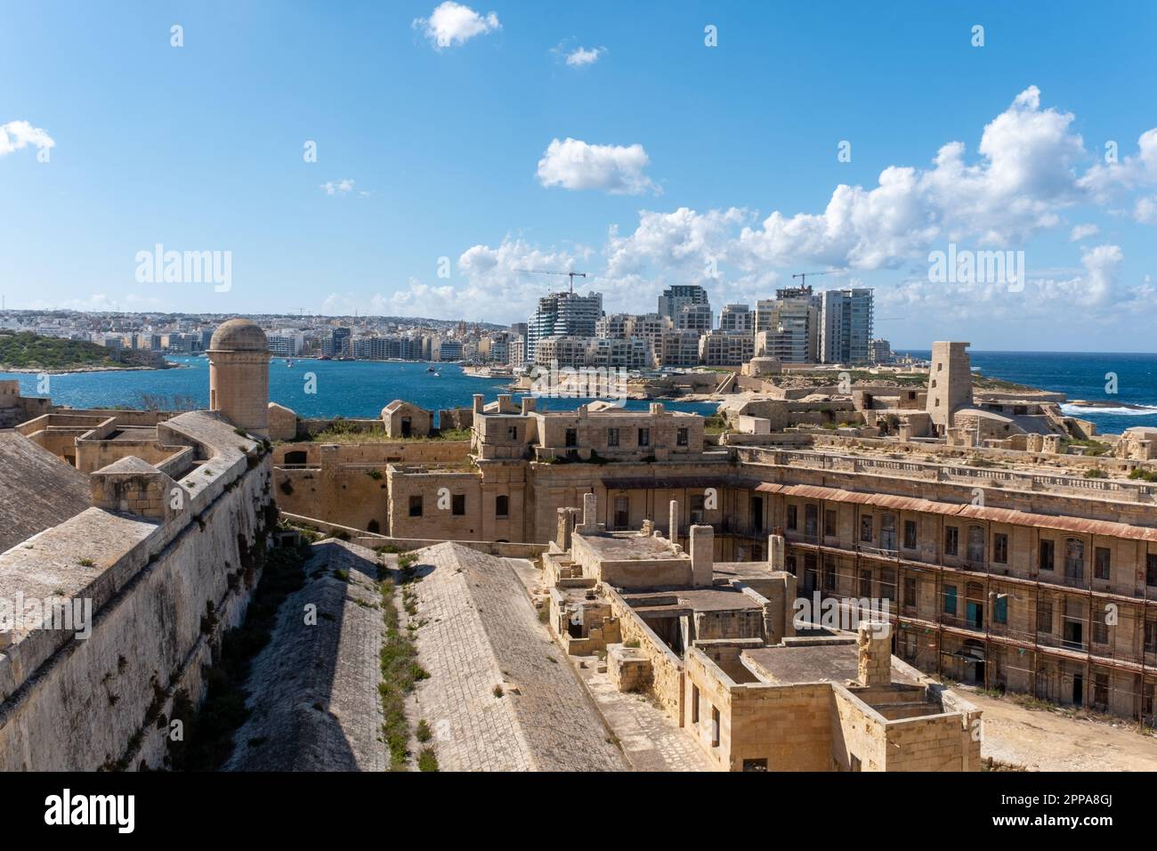 View of Sliema district in Valletta, Malta, from St Elmo's Fort Stock ...