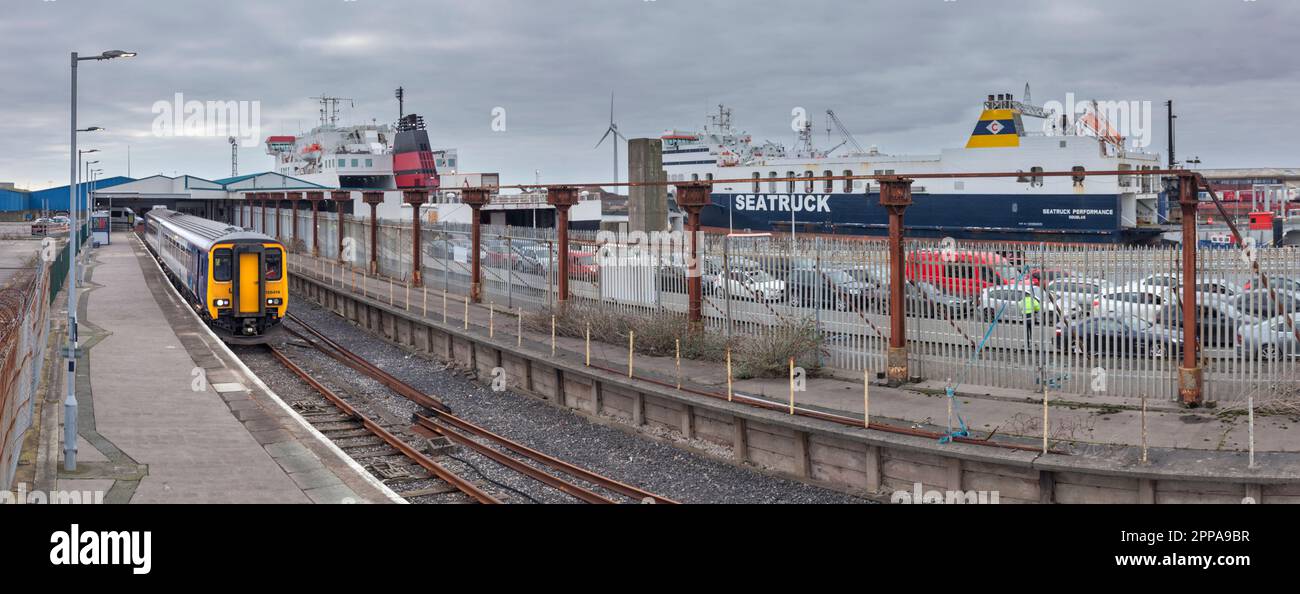 Northern Rail class 156 train 156414 at Heysham Port railway station ...