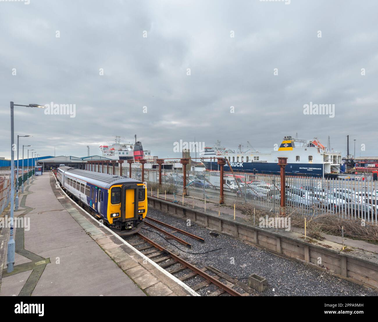 Northern Rail class 156 train 156414 at Heysham Port railway station ...