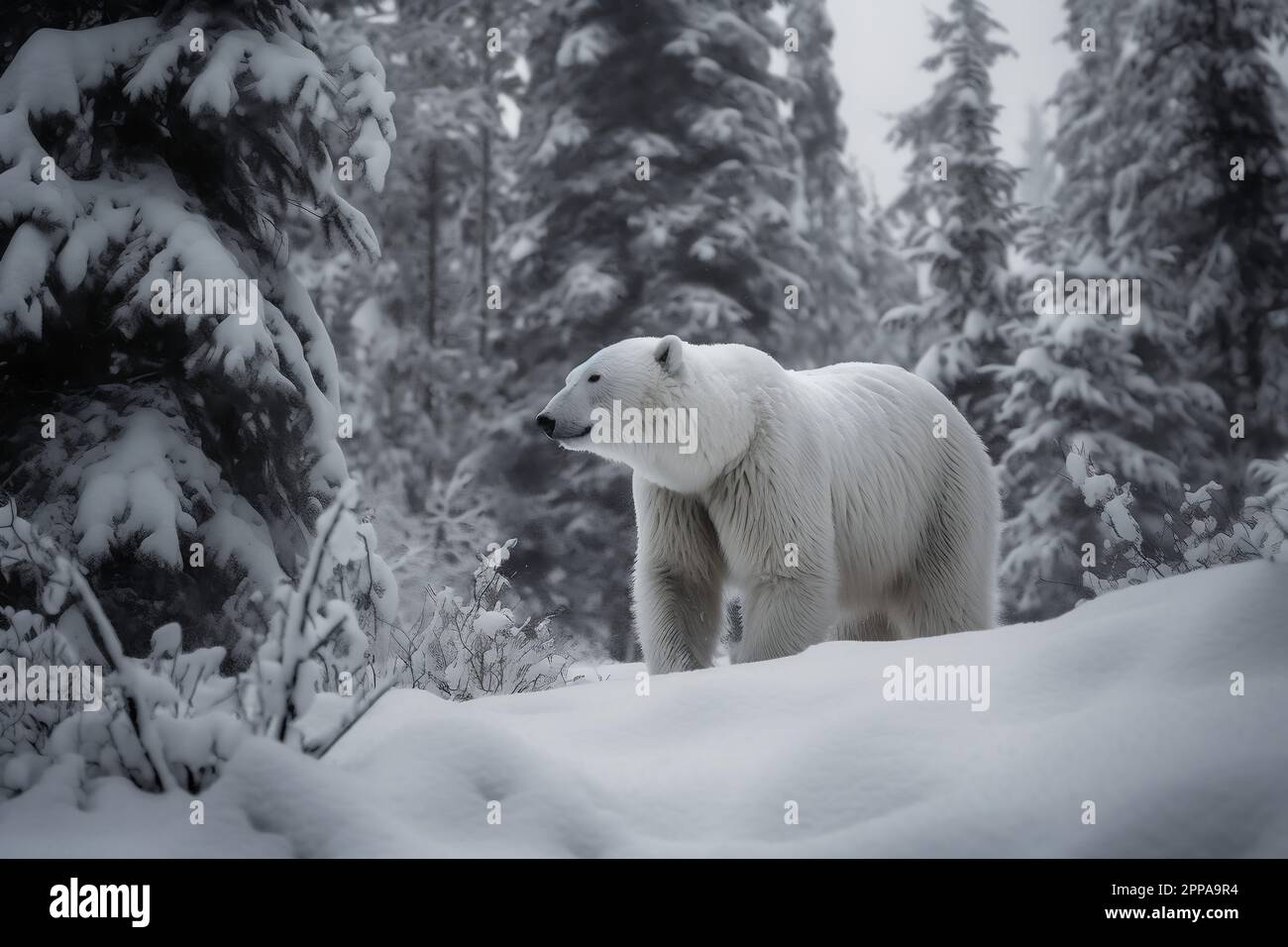 A white Ursus maritimus, commonly known as a polar bear, standing in a ...