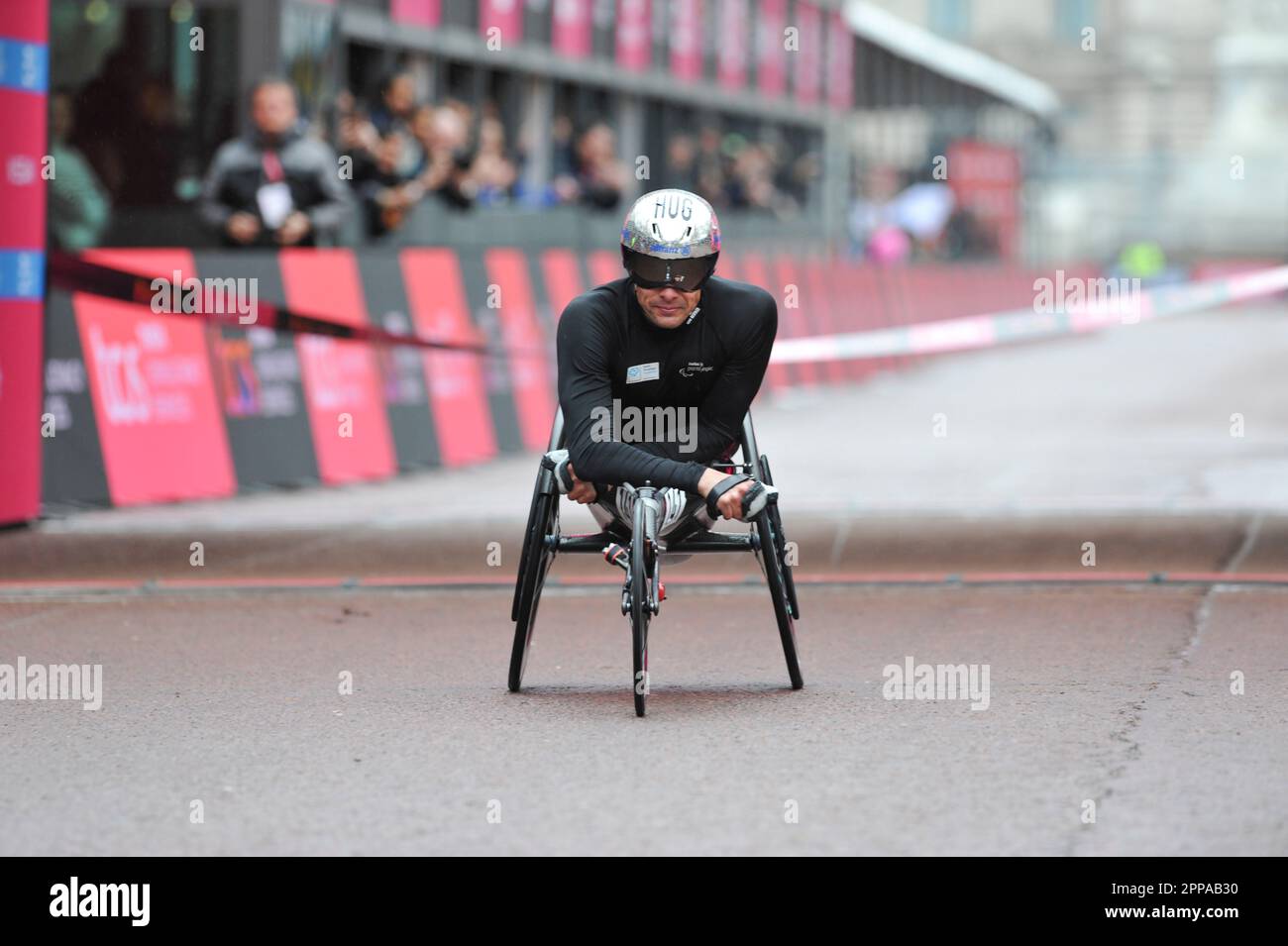 London, UK. 23rd Apr, 2023. Marcel Hug (SUI) just after winning the ...