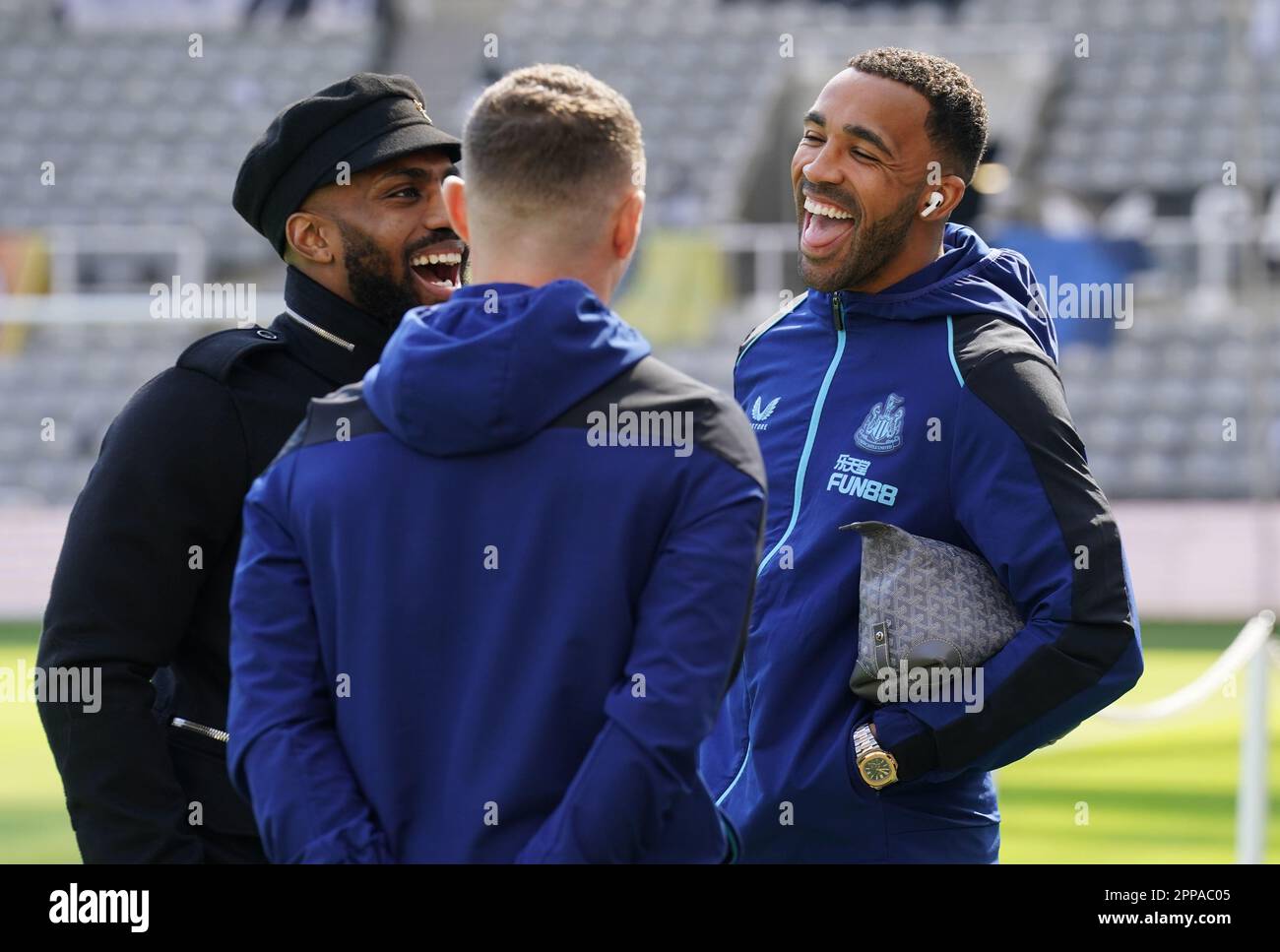 Newcastle United's Joelinton Callum Wilson (right) and Kieran Trippier ...