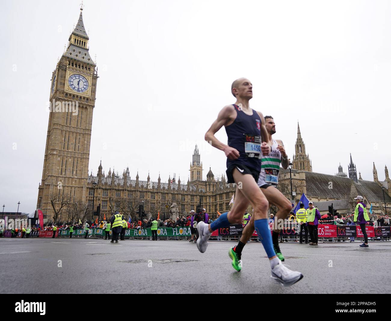 Competitors pass Big Ben and through Westminster during the TCS London ...