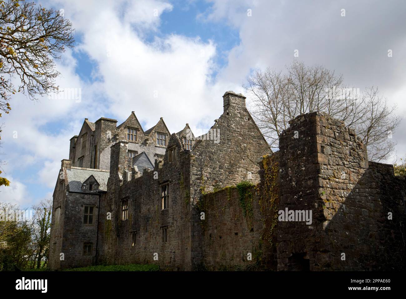 rear of donegal castle with keep and jacobean wing county donegal ...