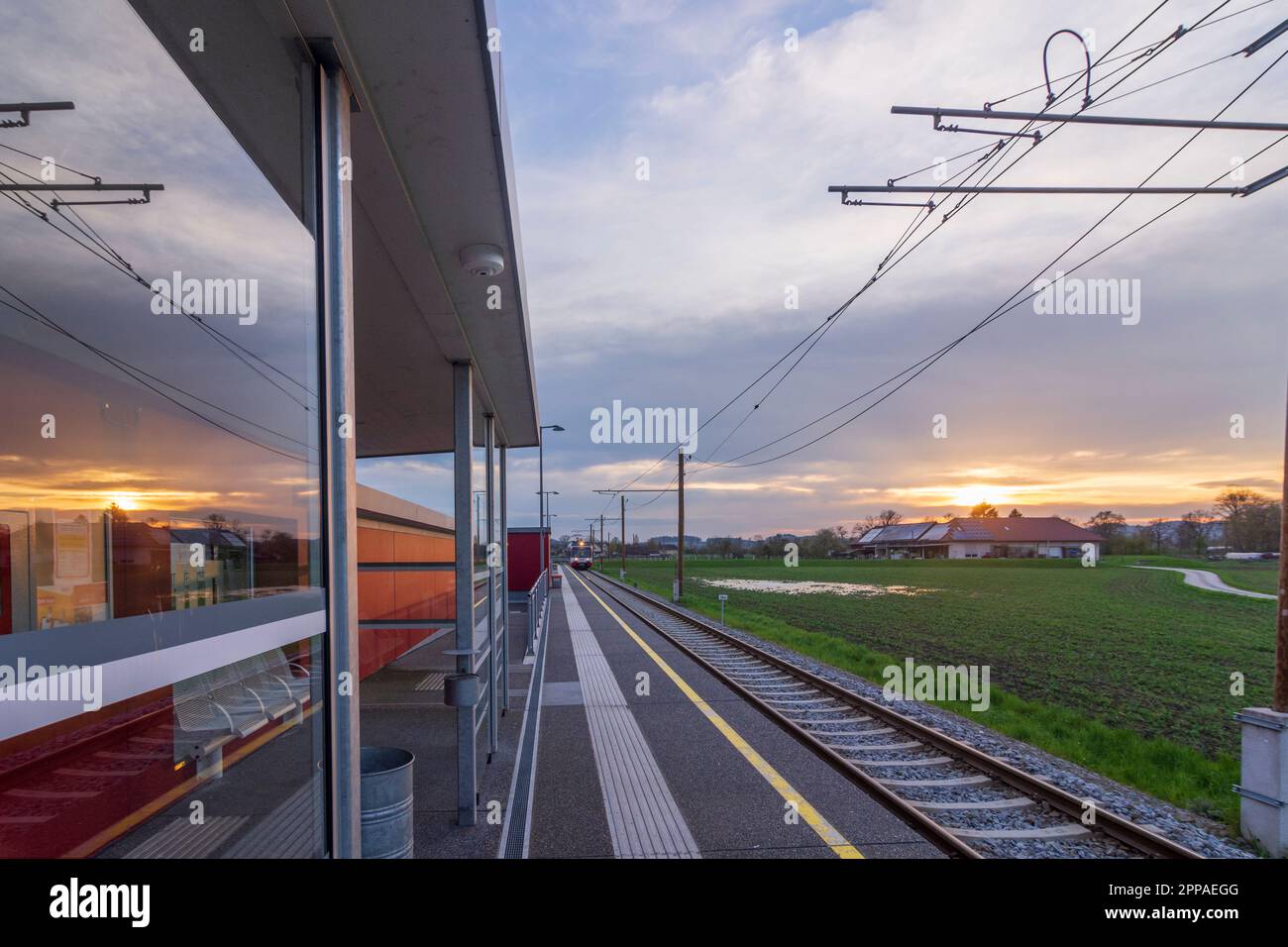 Fraham: local train of Linzer Lokalbahn (LILO) at station Fraham in ...