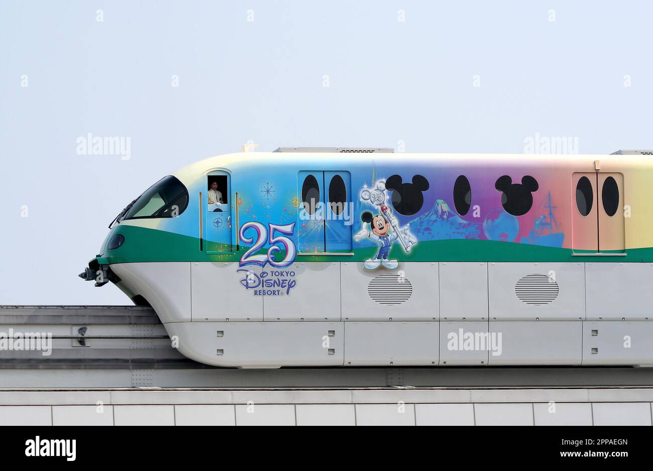 TOKYO, JAPAN-JULY 20:Tokyo Disneyland Monorail with Colorful Mickey ...