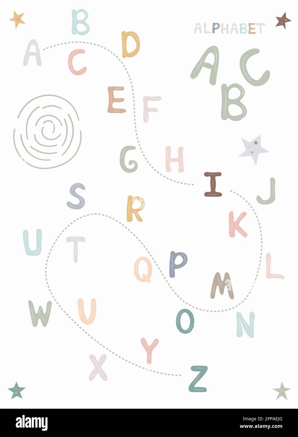 Hand drawn Children Alphabet with cute letters clip art, ABC Poster ...