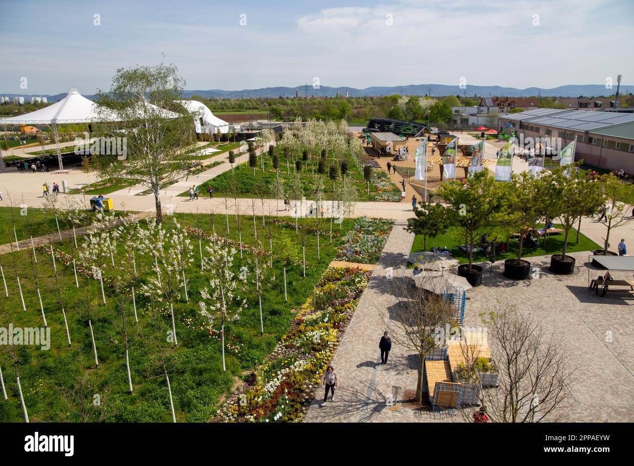 BUGA (Federal Horticultural Show) Mannheim 2023: View of Spinelli Park ...
