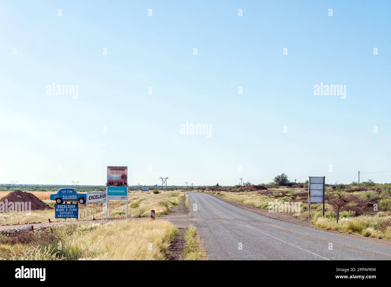 Prieska, South Africa - Mar 1, 2023: Entrance to several farms and ...