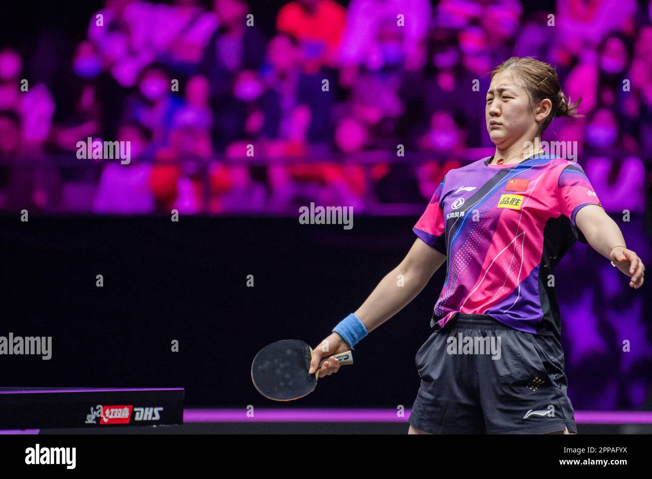 Macao, China. 23rd Apr, 2023. Chen Meng of China reacts during the ...