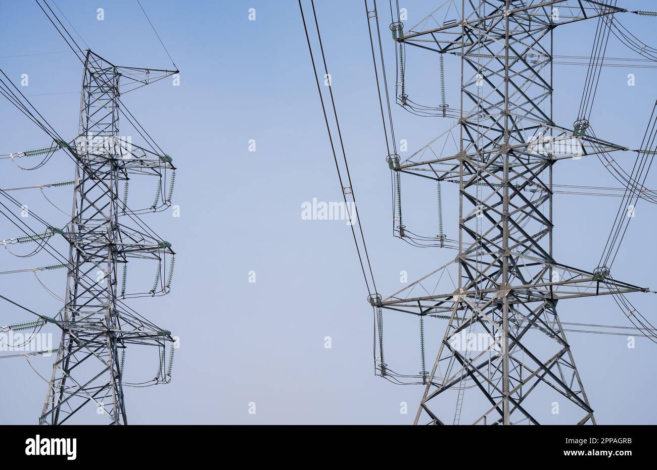 High voltage electric transmission tower. High voltage power lines ...