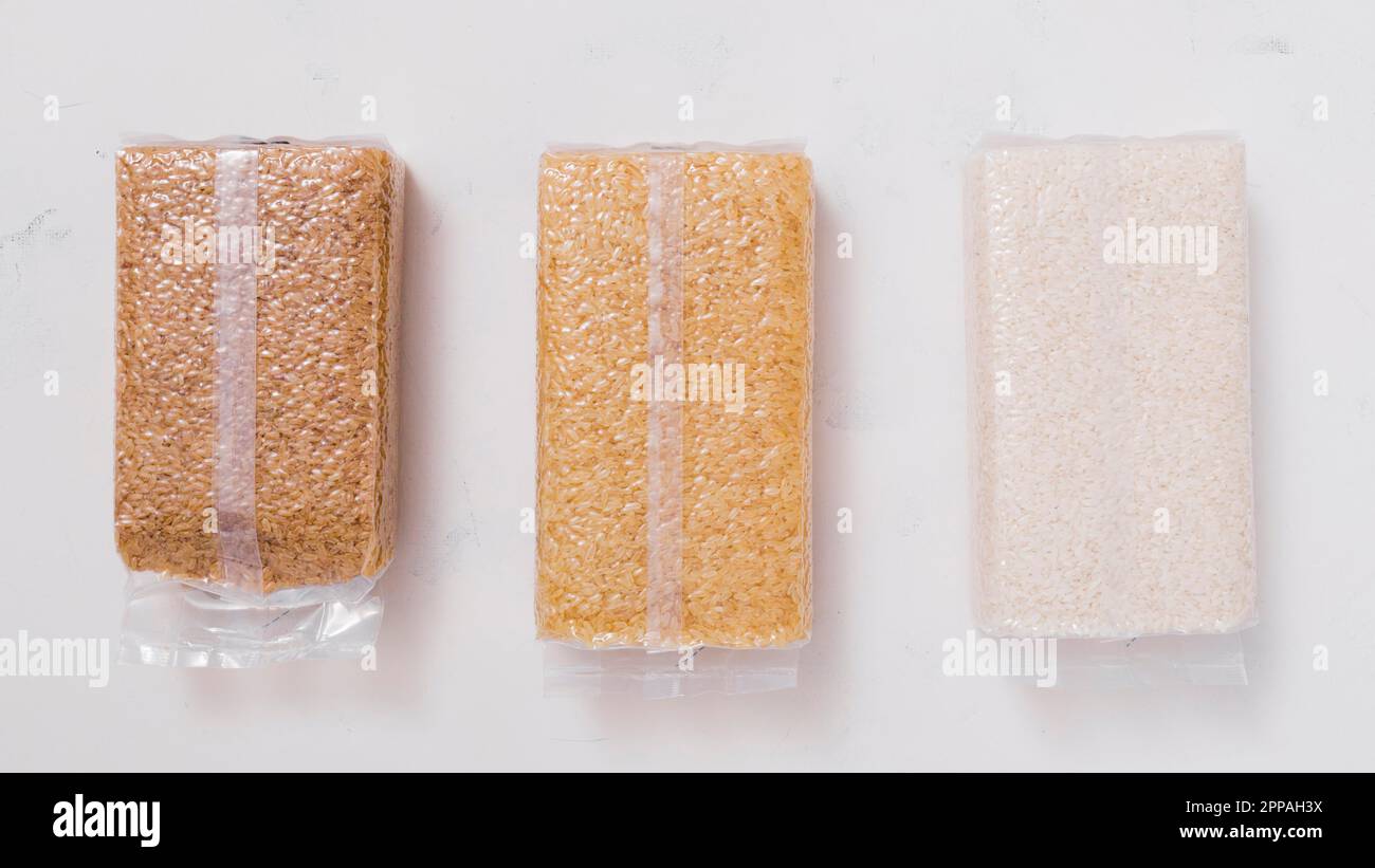 Flat lay rice composition Stock Photo - Alamy