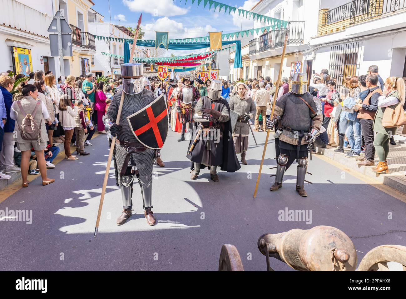 Huelva, Spain - March 18, 2023: Men dressing as a medieval knight with ...