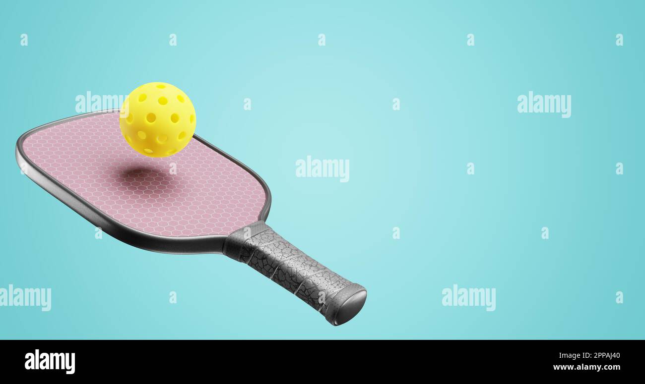 Pickleball paddle racket and sports ball. 3d rendering Stock Photo - Alamy