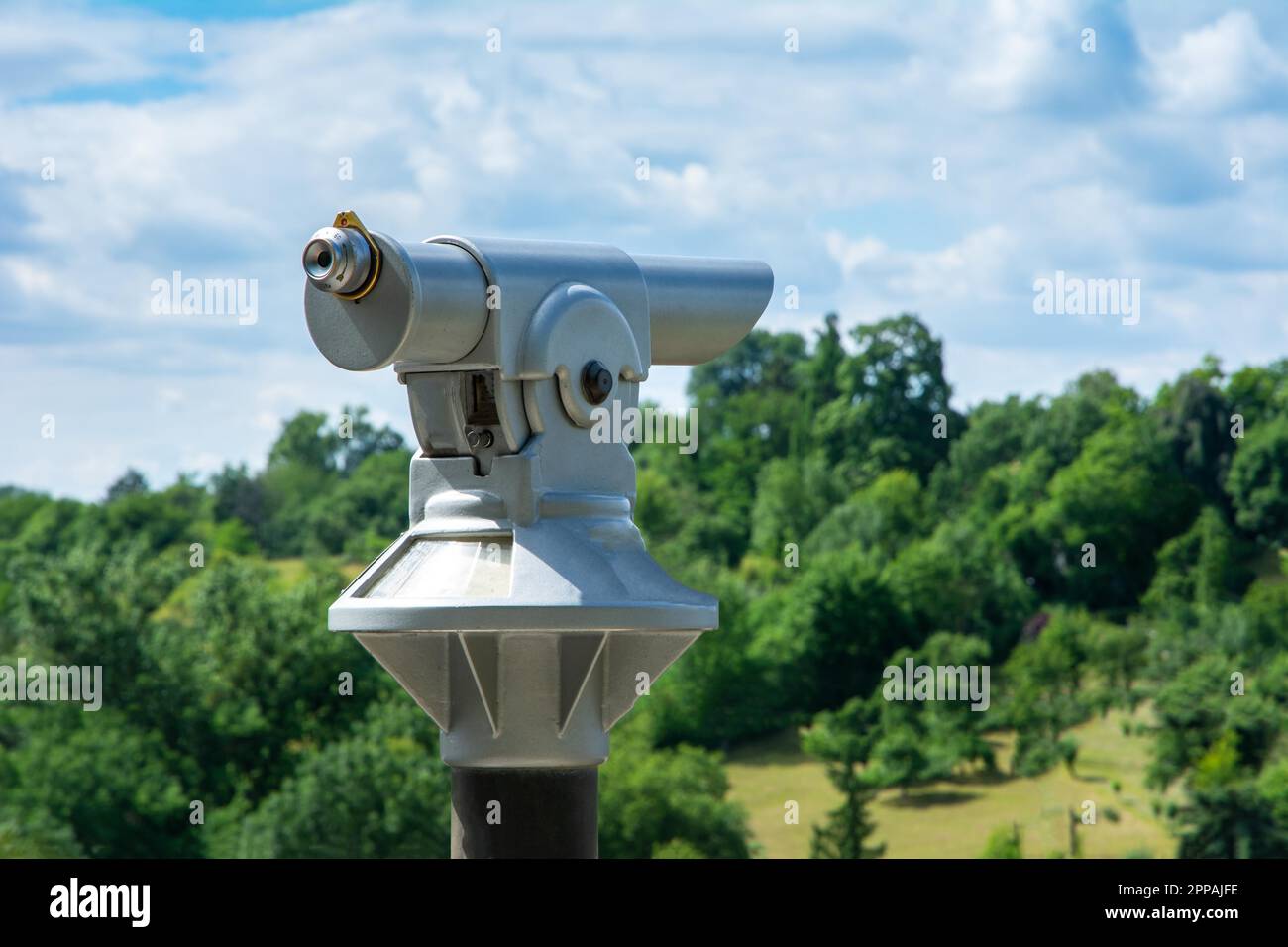 Landscape with a telescope at an observation point Stock Photo - Alamy