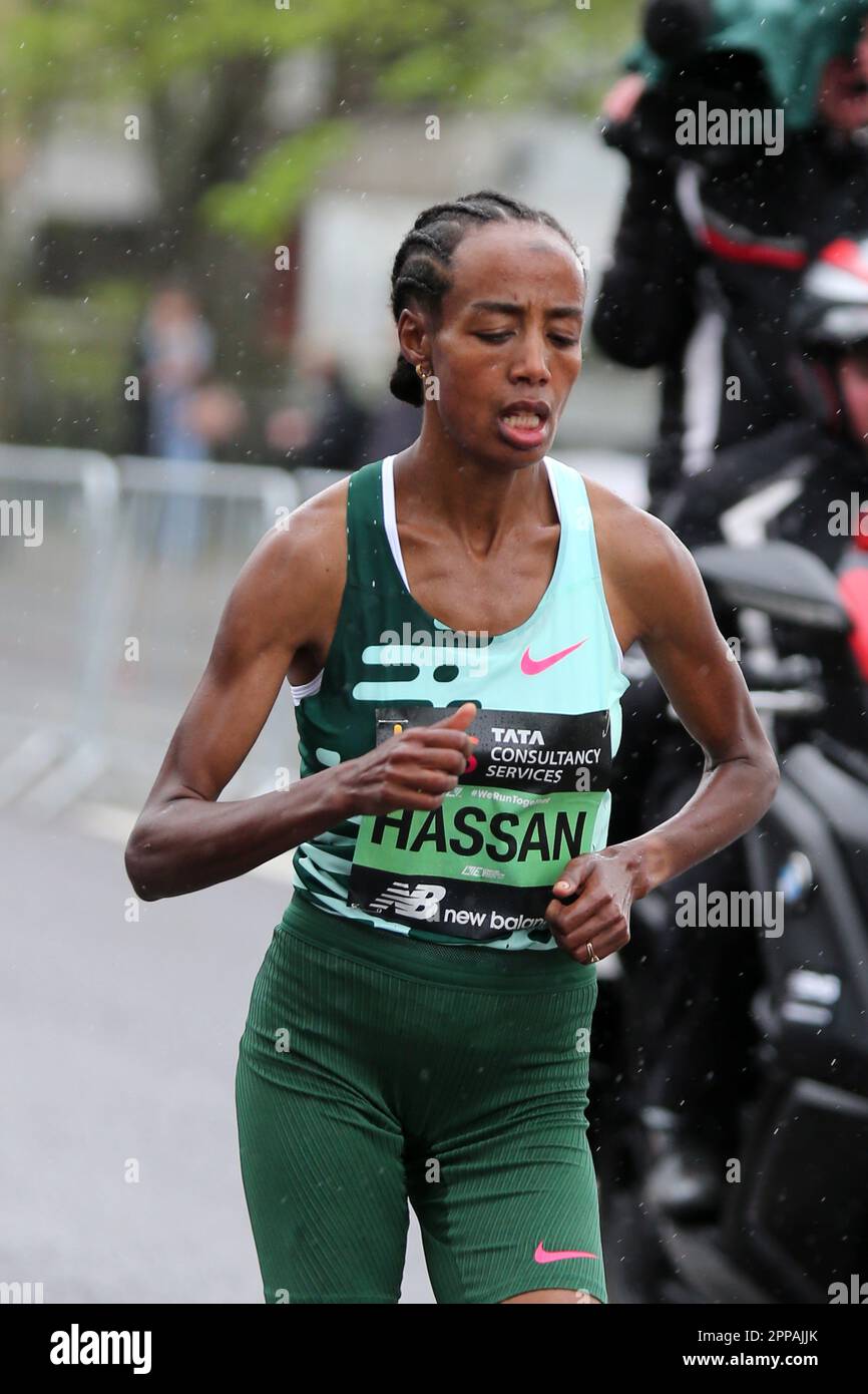 London, UK. 23rd Apr, 2023. Sifan Hassan, winner of the TCS London ...