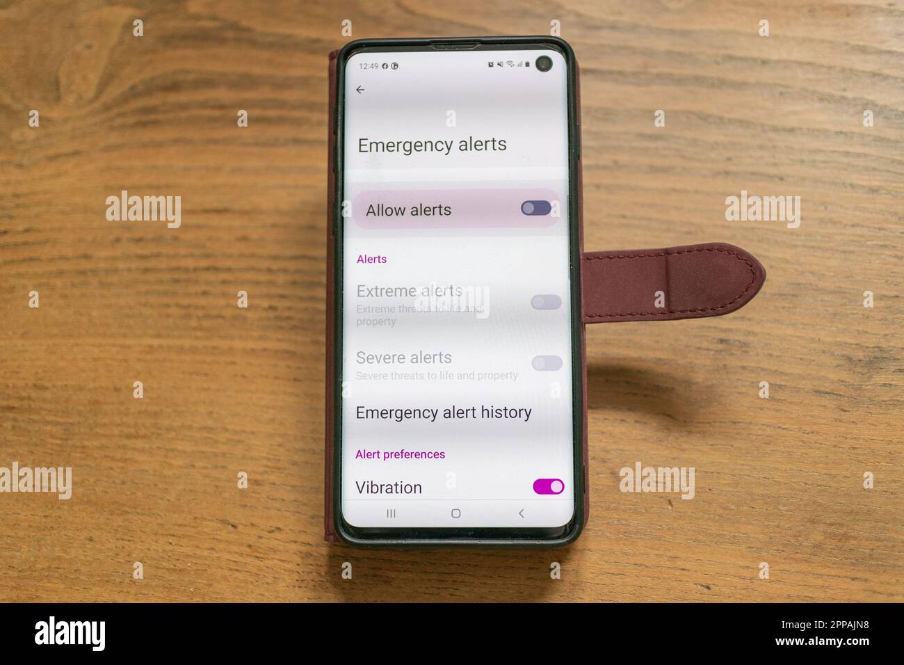 Southend on Sea, UK. 23rd Apr, 2023. A Samsung android phone with the ...