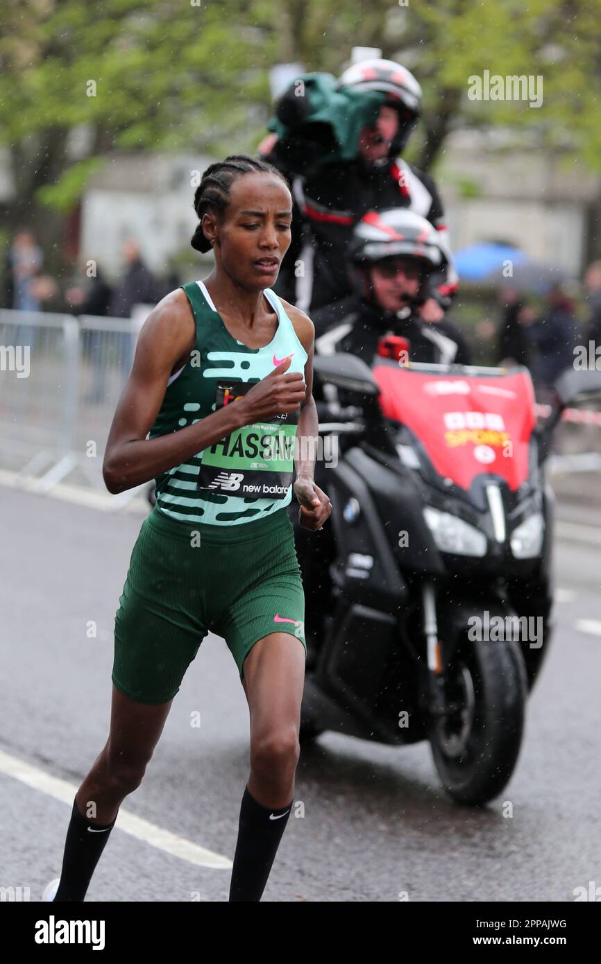 London, UK. 23rd Apr, 2023. Sifan Hassan, winner of the TCS London ...