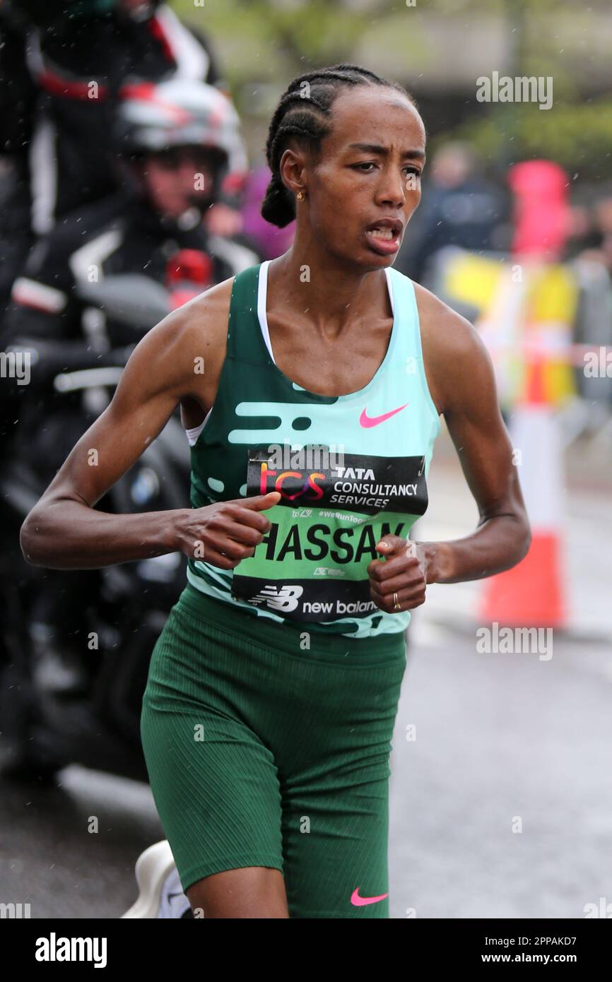 London, UK. 23rd Apr, 2023. Sifan Hassan, winner of the TCS London ...