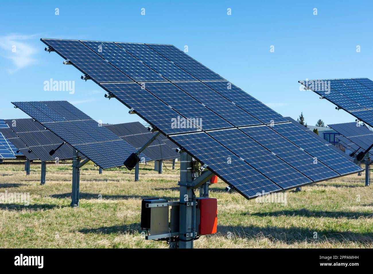 Innovative energy creation in a solar park Stock Photo - Alamy