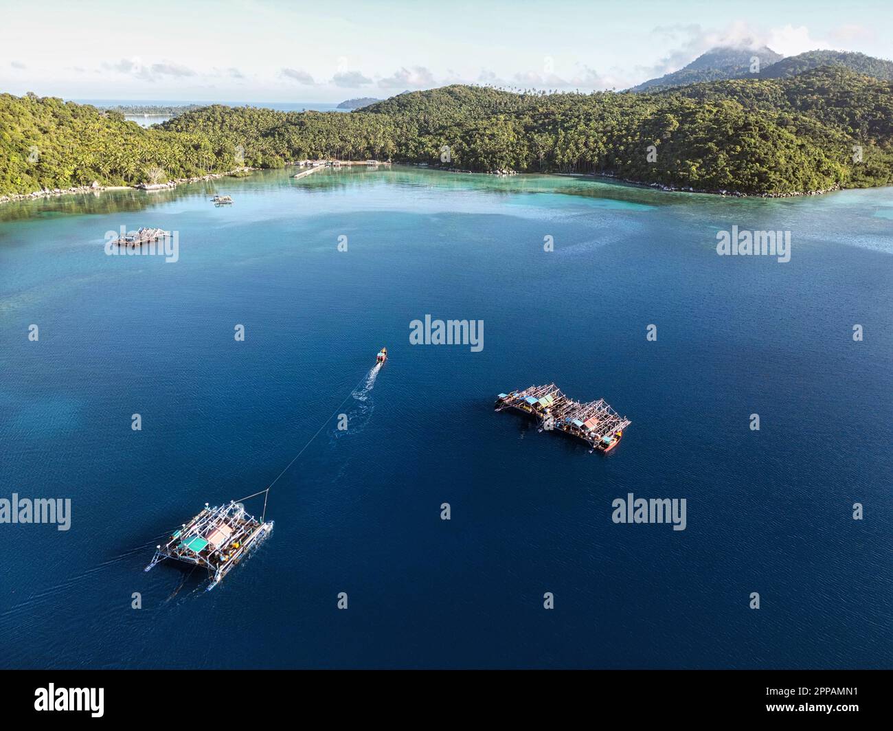 Indonesia Anambas Islands - Drone view Telaga Island Bagan perahu ...