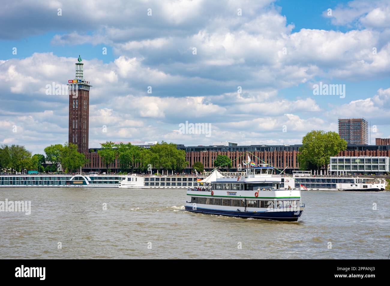 COLOGNE, GERMANY - MAY 12: Ship at the river Rhine in Cologne, Germany ...