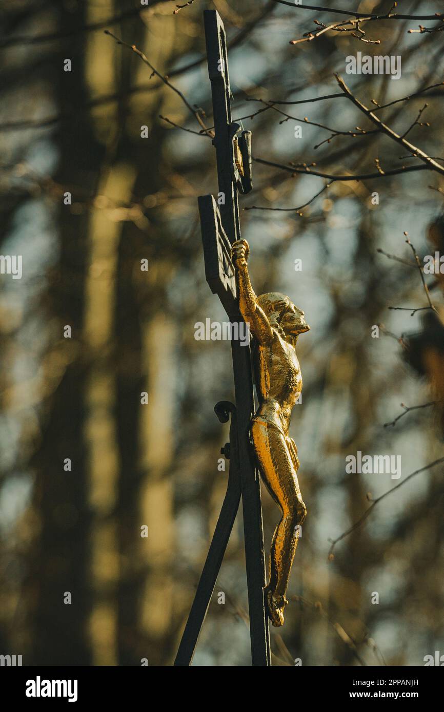 The restored cross in the Oldrichovske sedlo (Hemmrich saddle) has ...