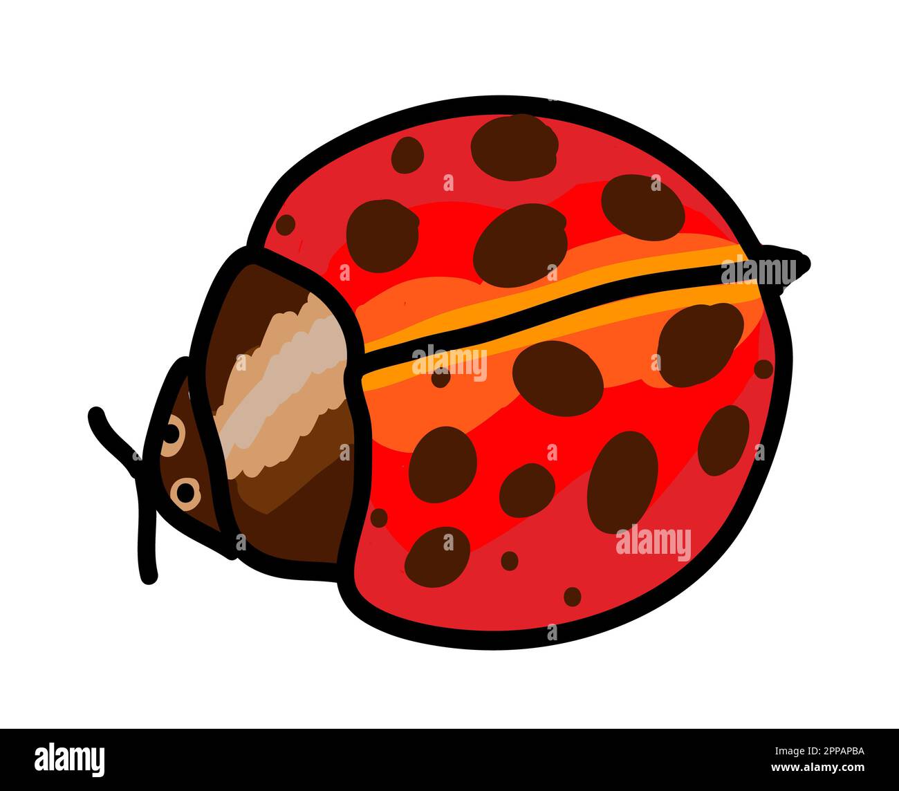 Doodle Cartoon of Ladybug in Circle Frame for Children's Books ...