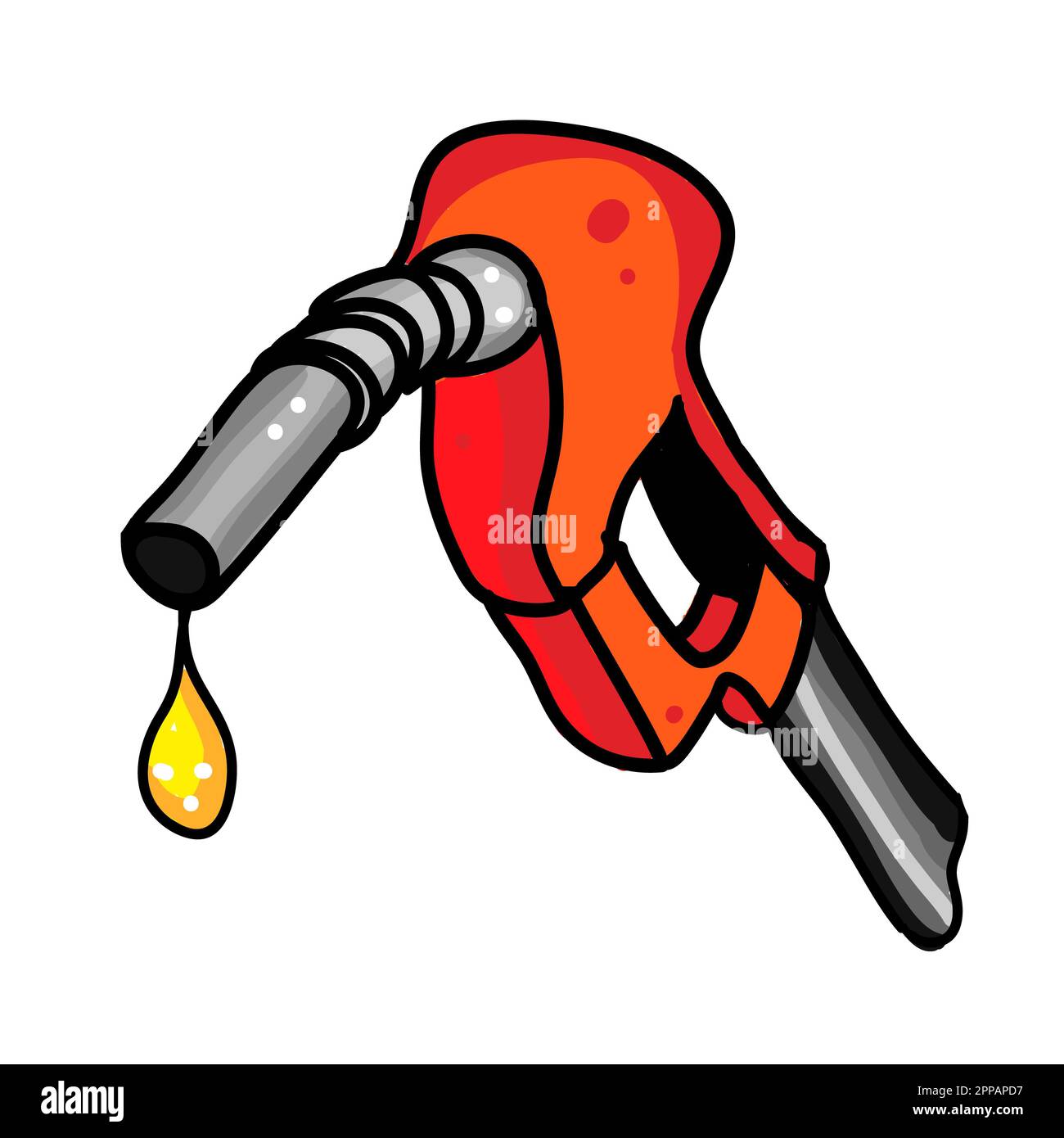 Cartoon Illustration of Gasoline Pump Hose Nozzle in Circle Frame ...