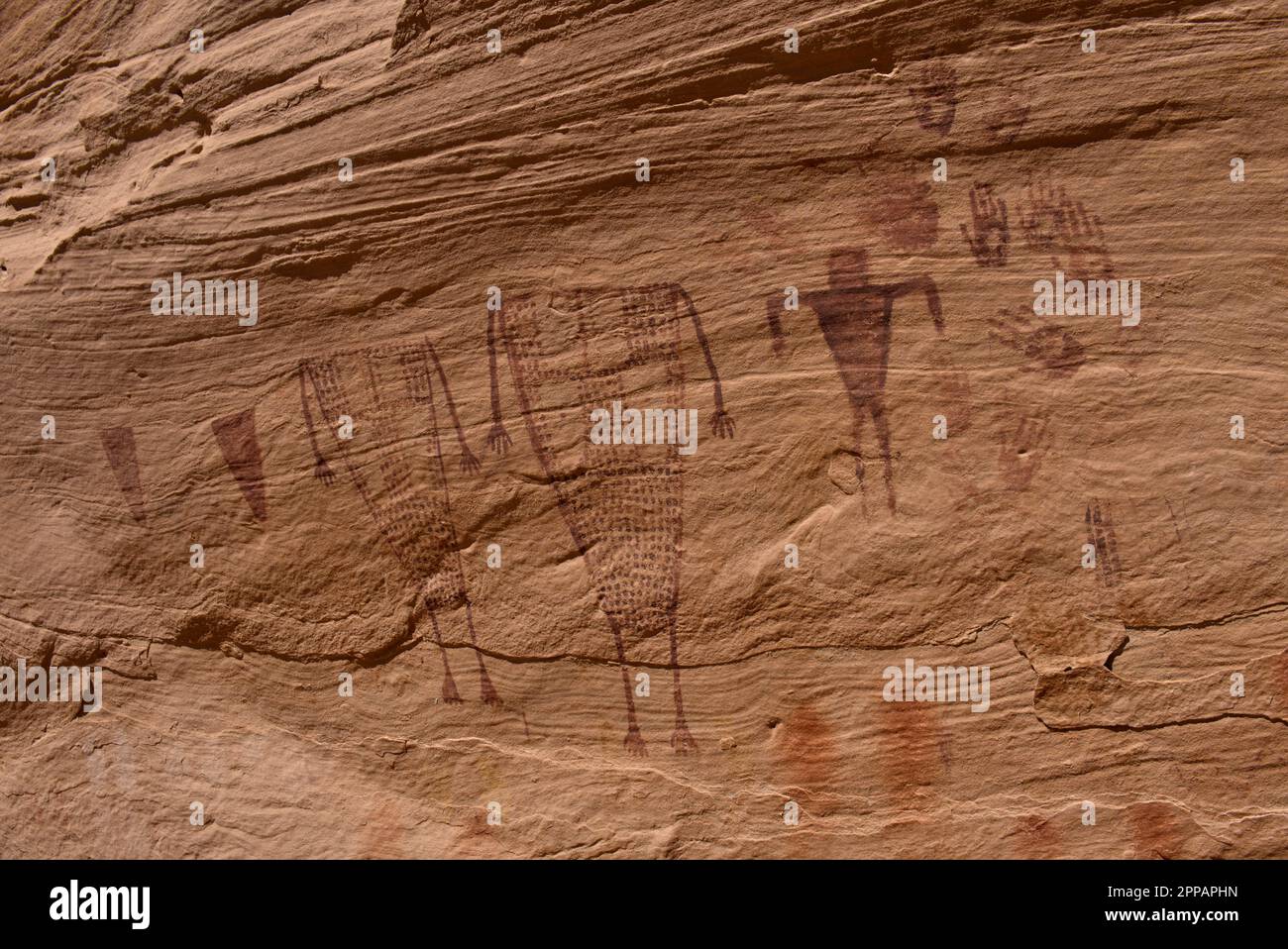Pictographs at the Green Mask Site in Sheik's Canyon-Grand Gulch ...