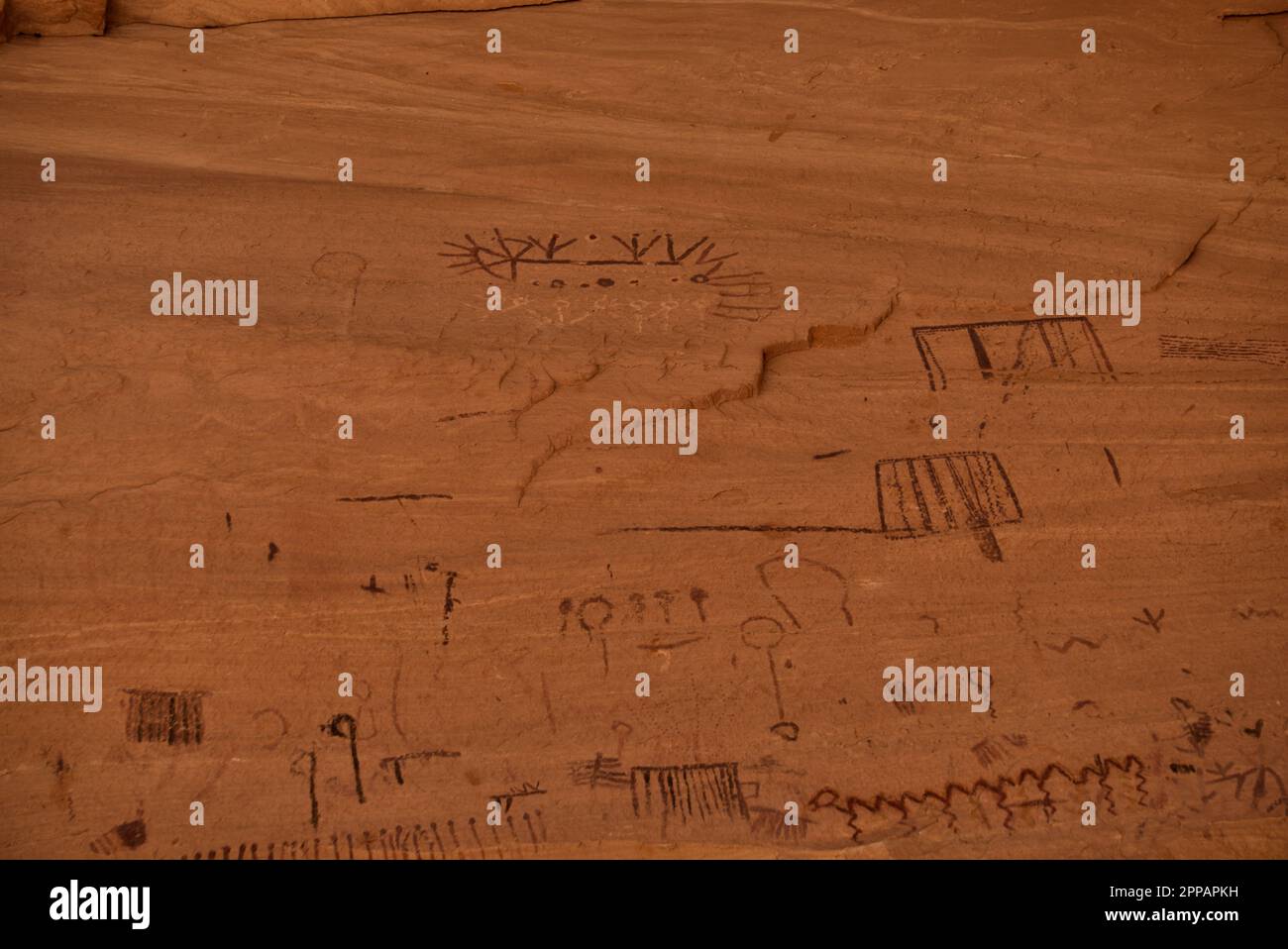 Pictographs at the Green Mask Site in Sheik's Canyon-Grand Gulch ...