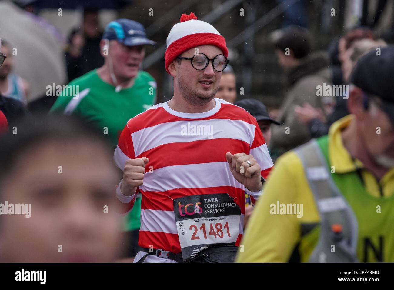 London, UK. 23rd April, 2023. Where's Wally. London Marathon passes ...