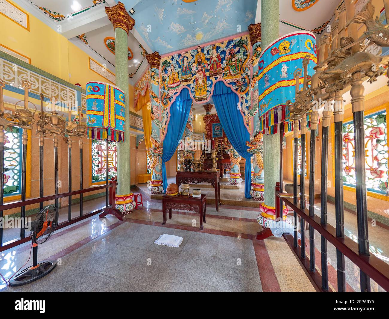 Interior of the Cao Dai temple in Hoi An, Quang Nam province, Vietnam ...
