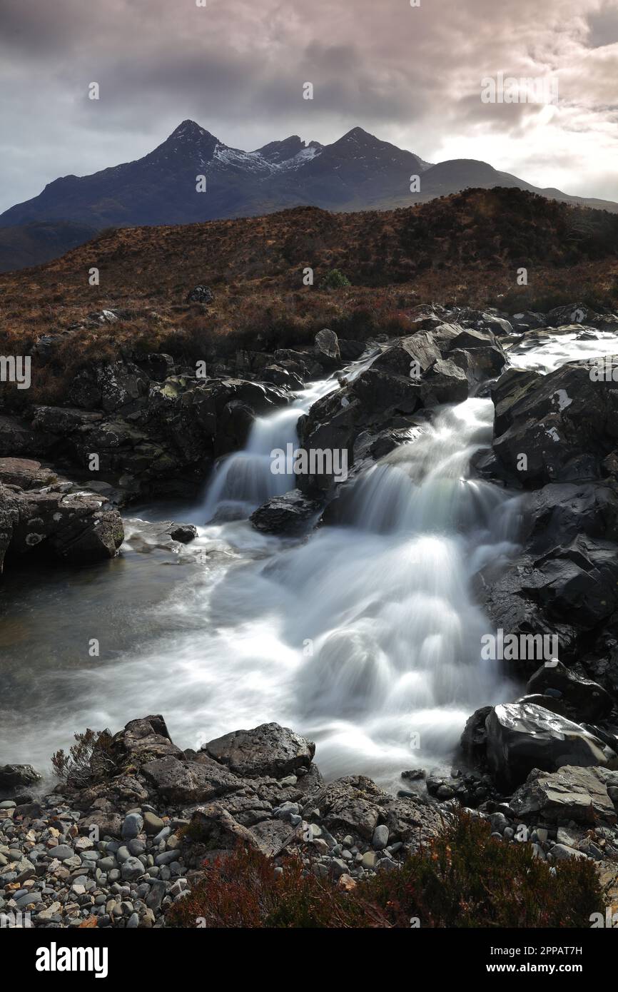 Beautiful Waterfall at Sligachan, Isle of Skye, Scotland, UK Stock ...