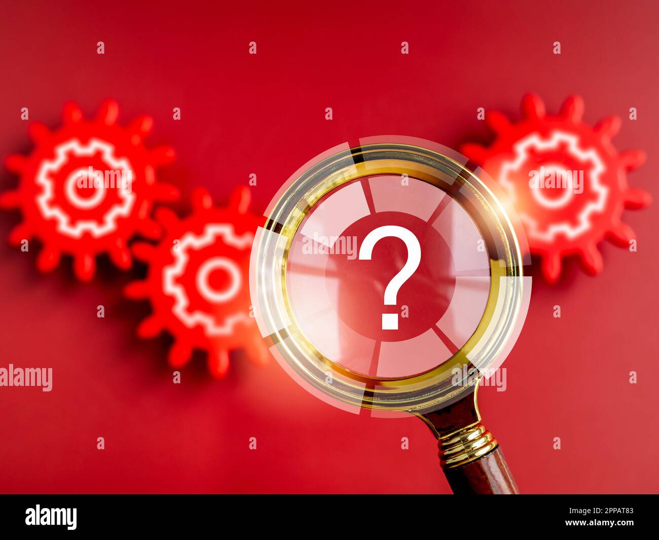 Question mark icon symbol on magnifying glass appear while looking ...
