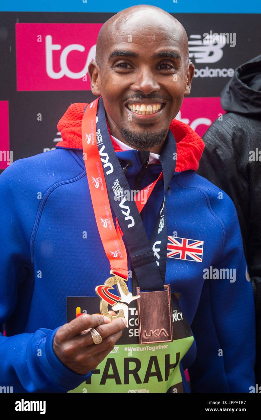 London, UK. 23 April 2023. Sir Mo Farah (GBR), 9th elite men, at the ...