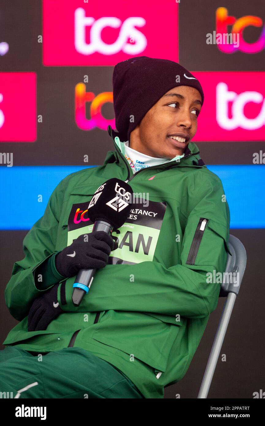 London, UK. 23 April 2023. Sifan Hassan (NED), winner elite women, at ...