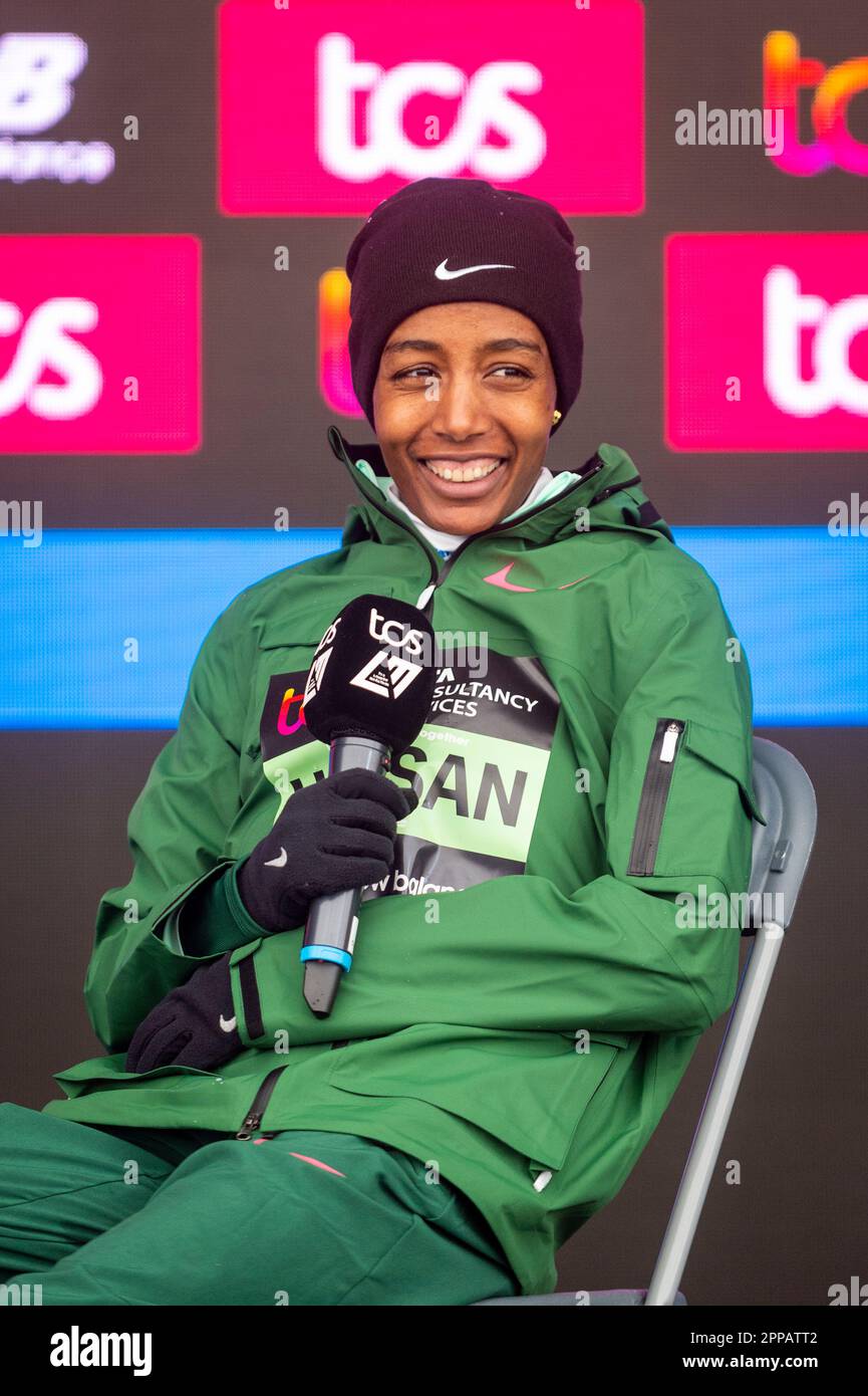 London, UK. 23 April 2023. Sifan Hassan (NED), winner elite women, at ...