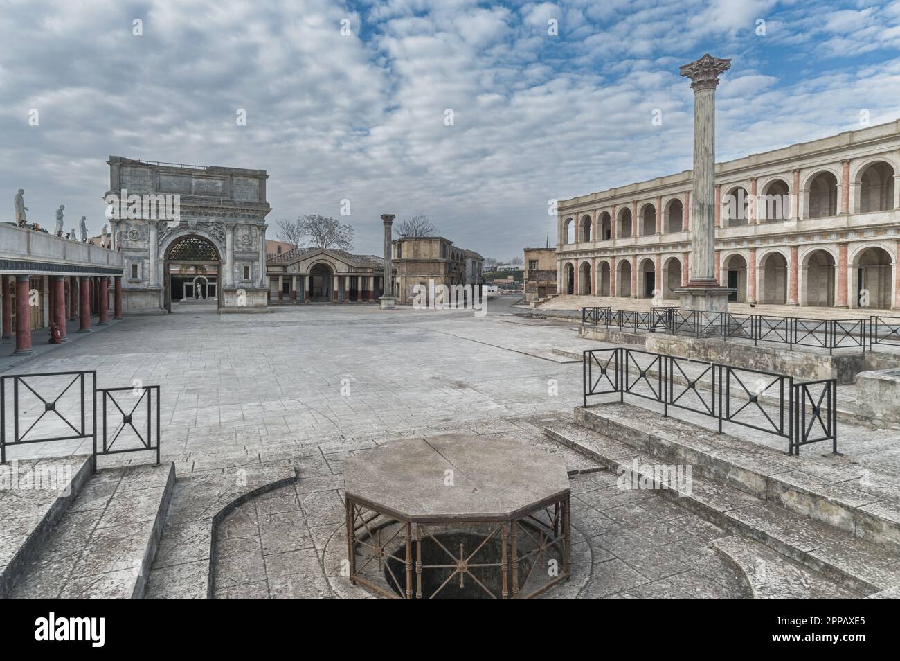 Rome, Italy, February /12/2023: Cinecittà film studios in Rome set ...