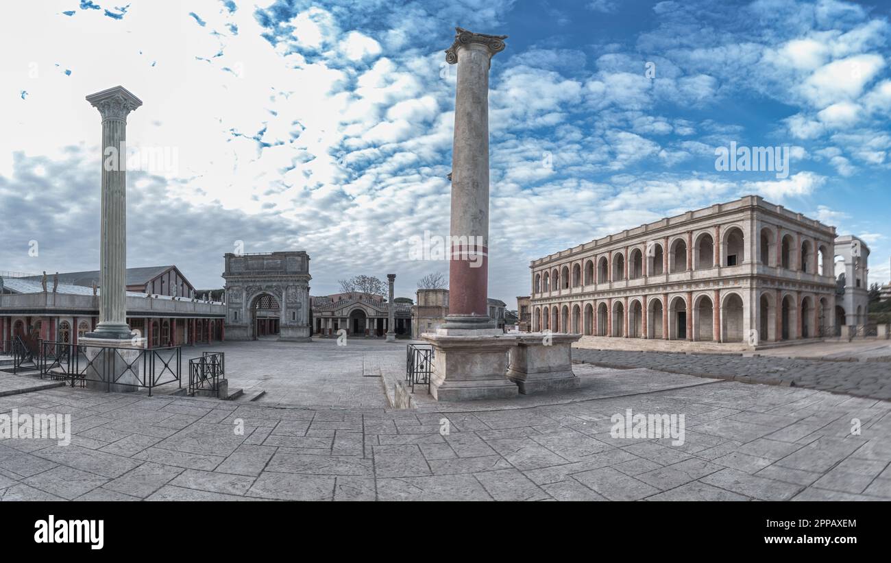 Rome, Italy, February /12/2023: Cinecittà film studios in Rome set ...