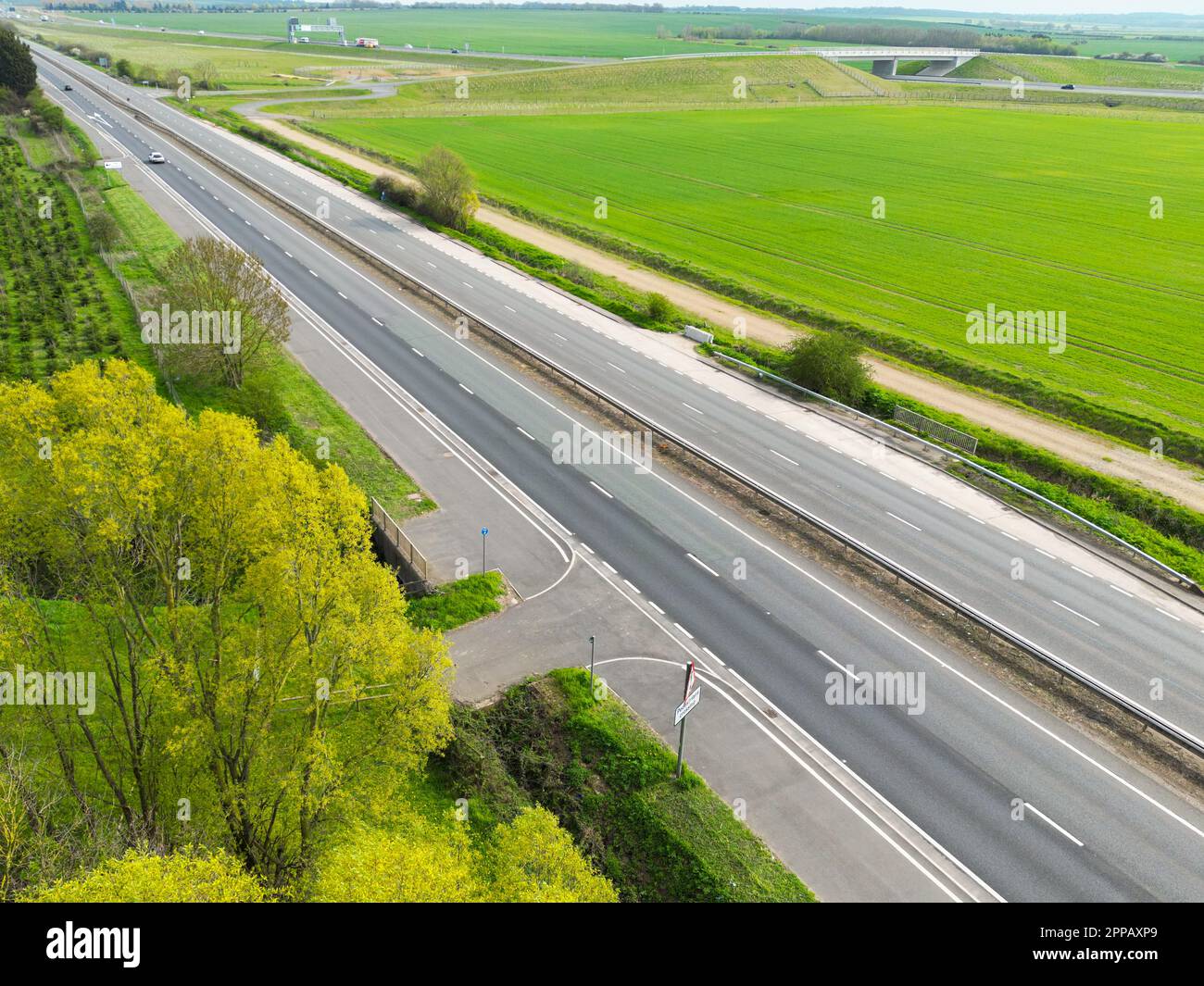 Drone view of part of anEnglish dual carriage way shown in the East ...