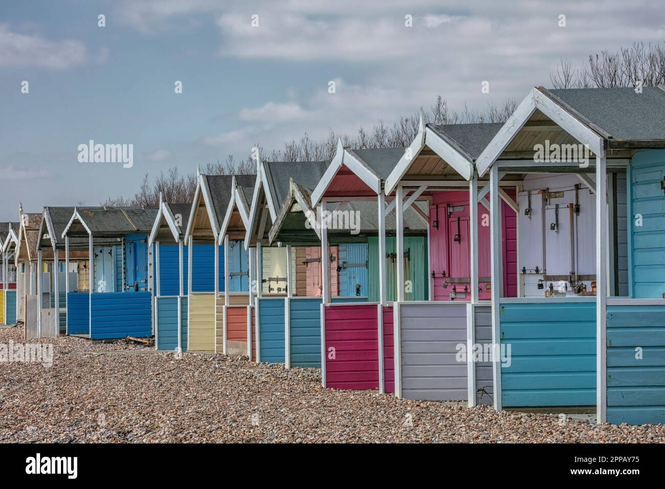 Beach Huts in Rustington Stock Photo - Alamy