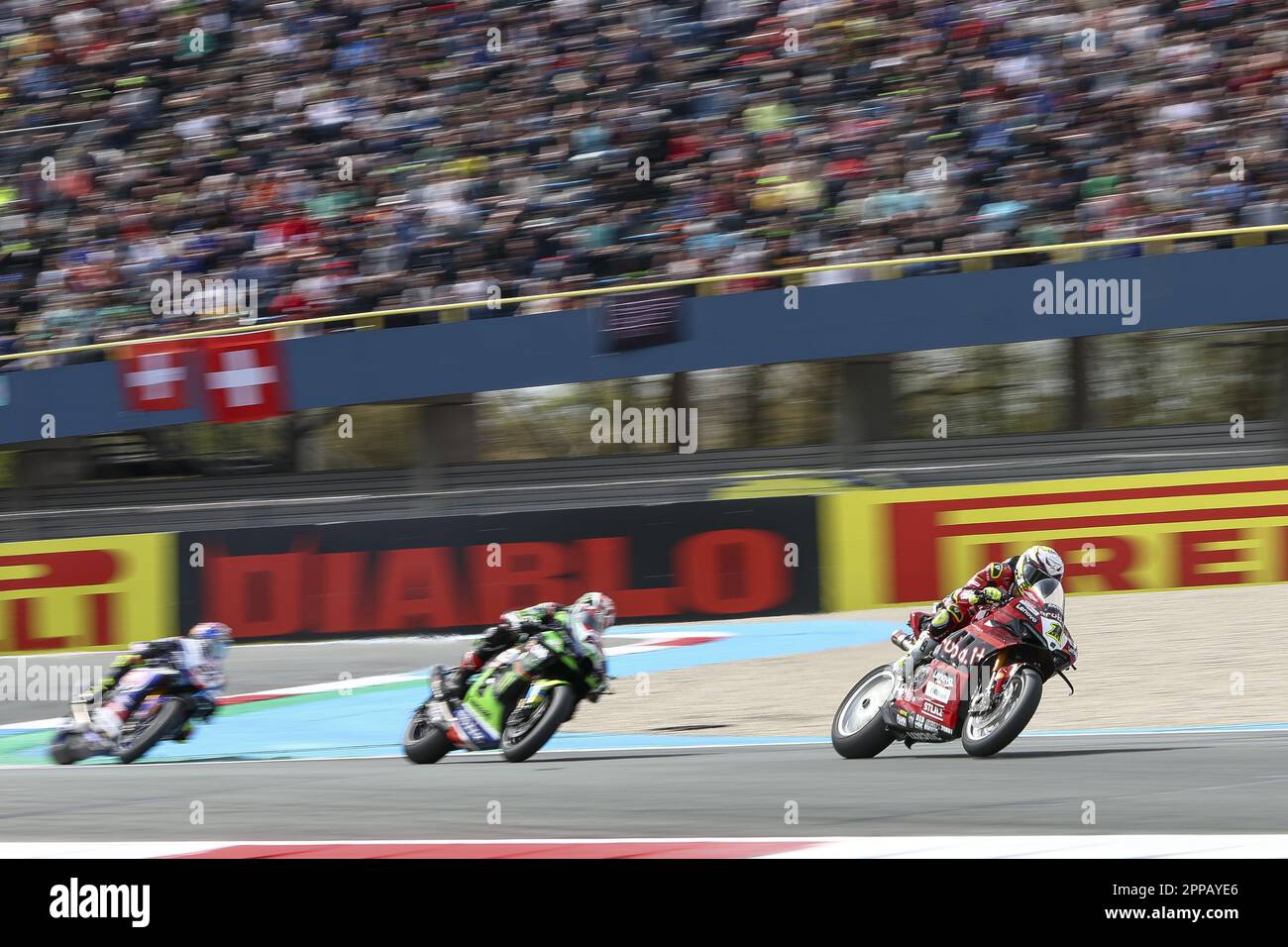 ASSEN - Alvaro Bautista (SPA) on his Ducati in the lead followed by ...