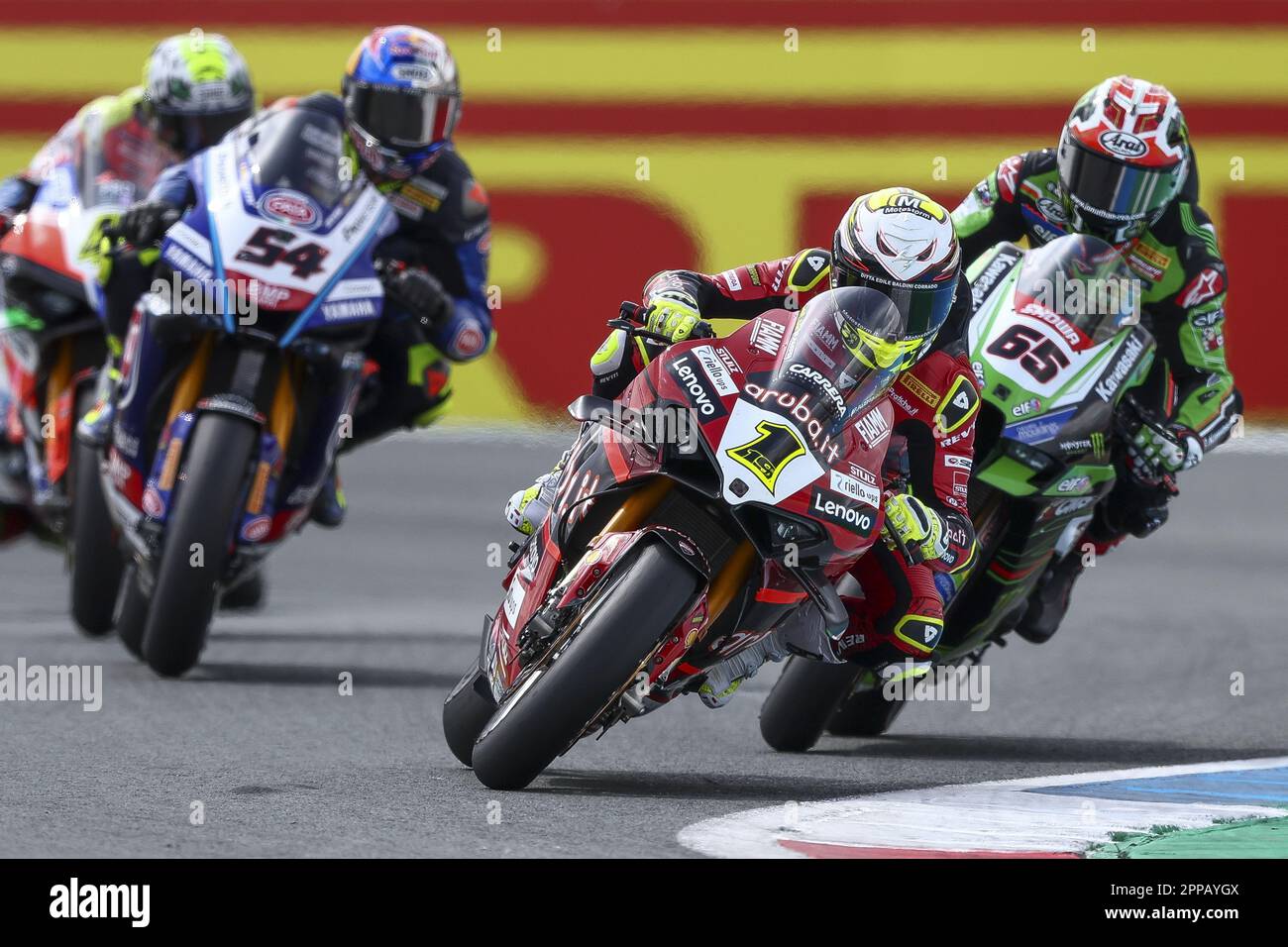 ASSEN - Alvaro Bautista (SPA) on his Ducati in the lead followed by ...
