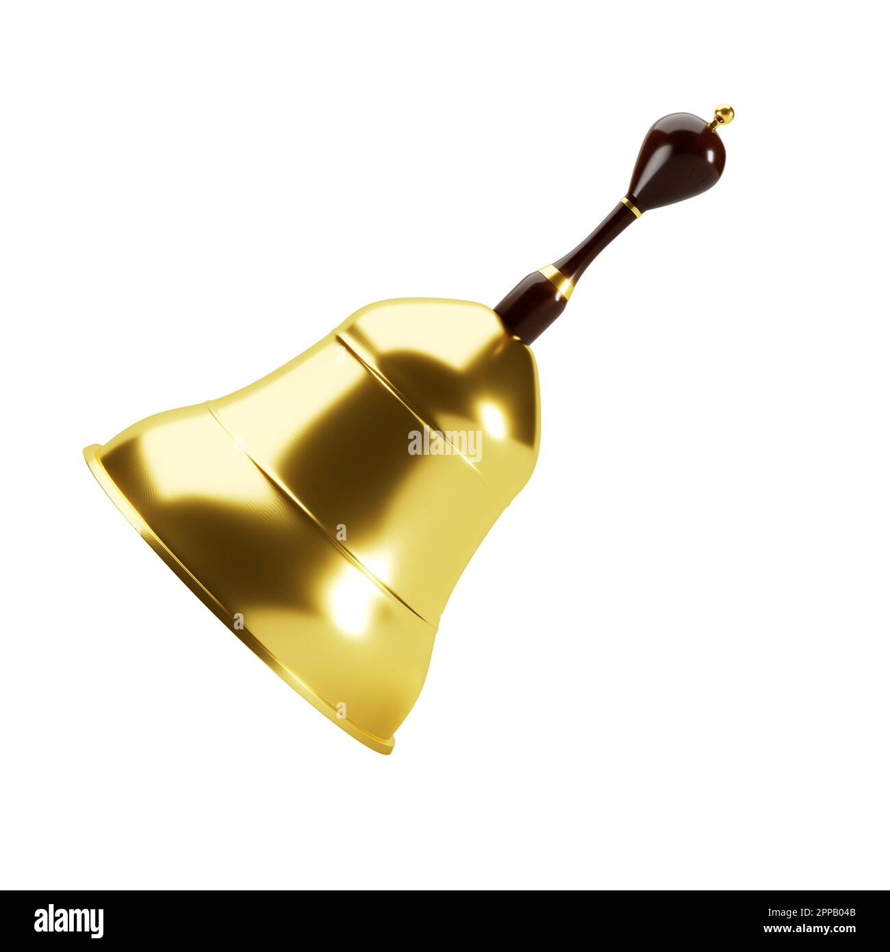 Golden hand bell isolated on white background. 3d rendering Stock Photo ...