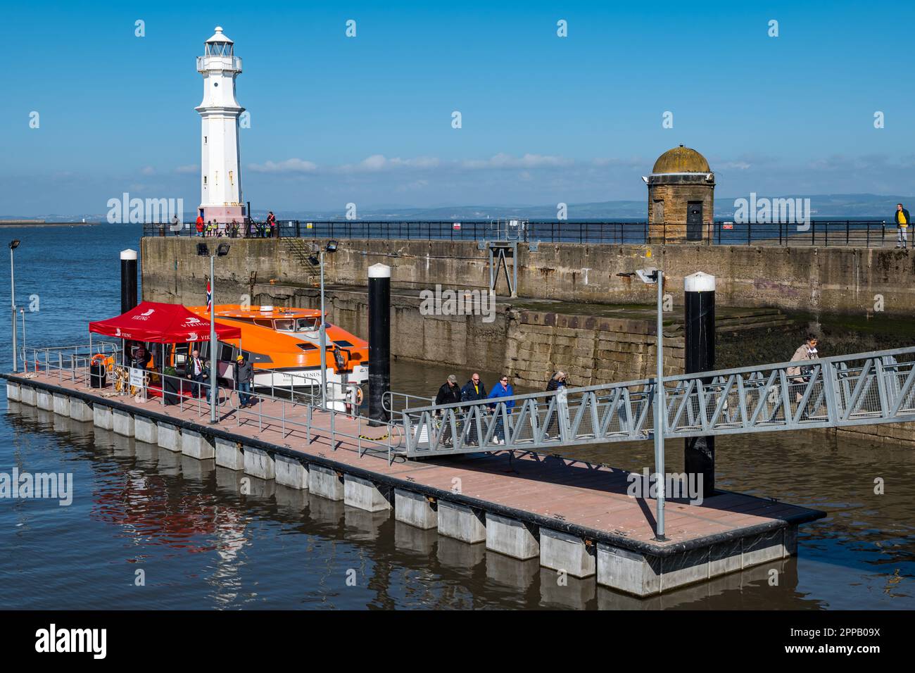 Passengers disembarking from Viking cruises tender boat at Newhaven ...