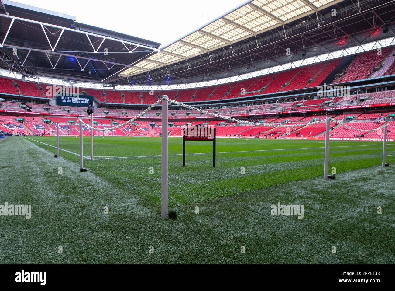 Interior view of Wembley Stadium ahead of the Emirates FA Cup Semi ...
