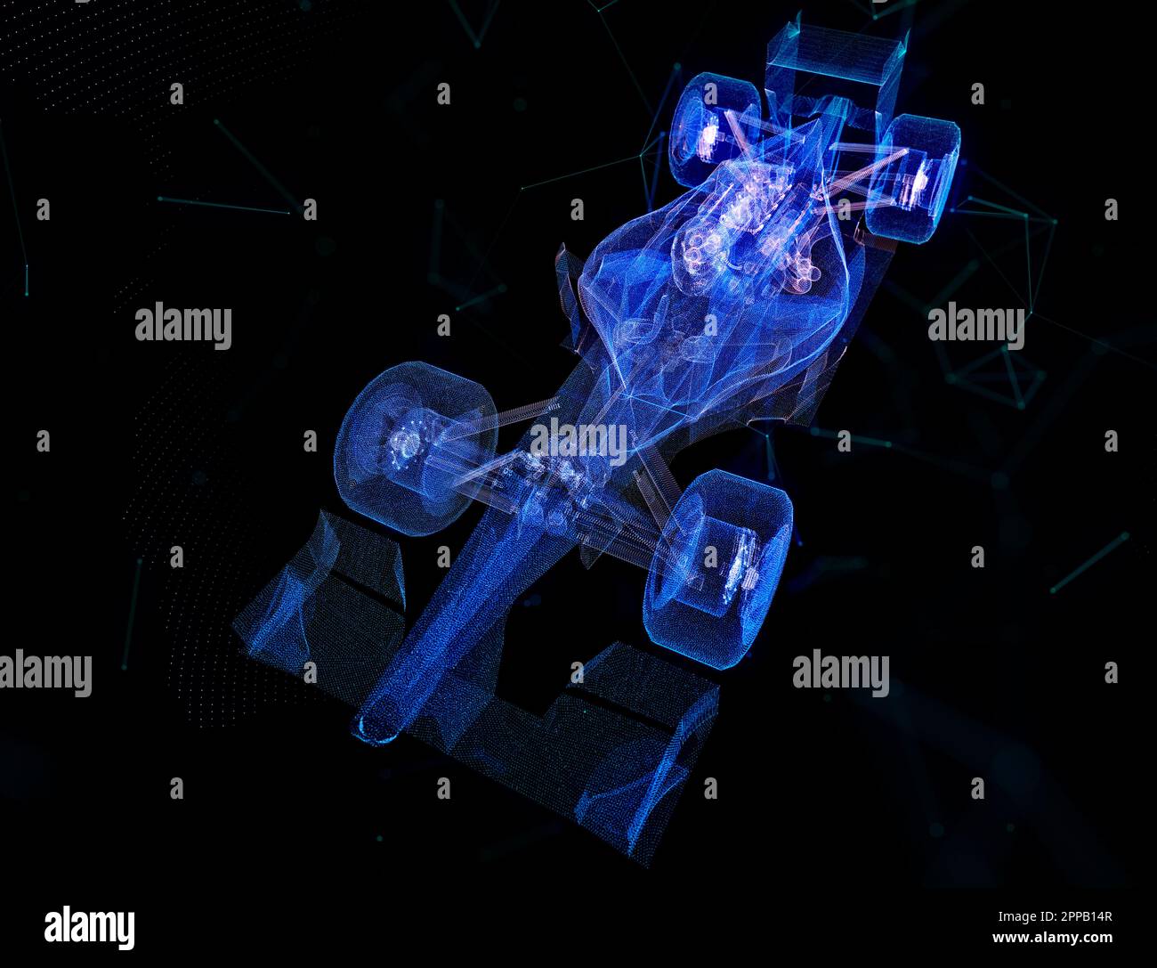 Particles formation Car virtual model. Digital car technology ...