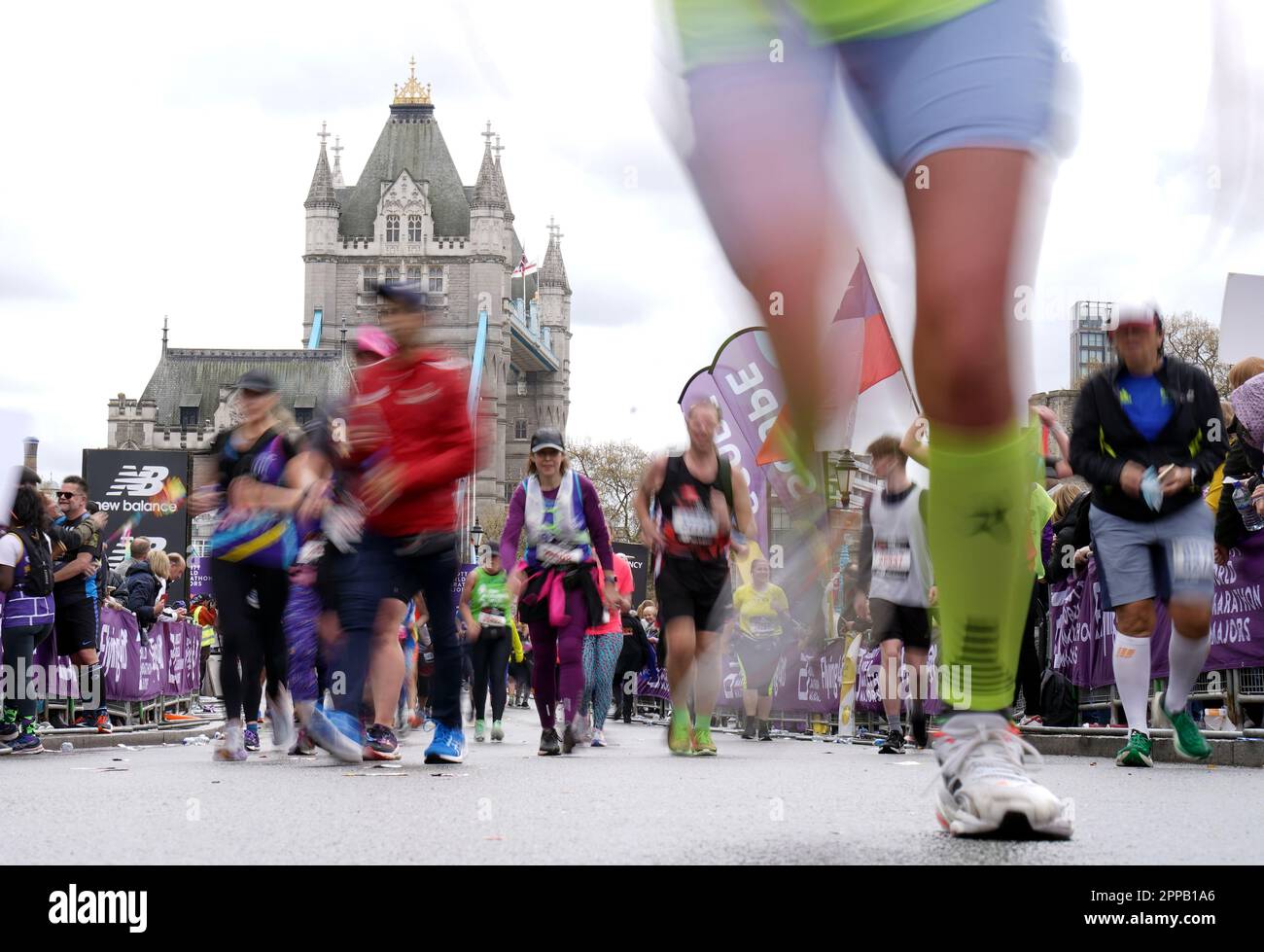 Competitors cross Tower Bridge during the TCS London Marathon. Picture ...