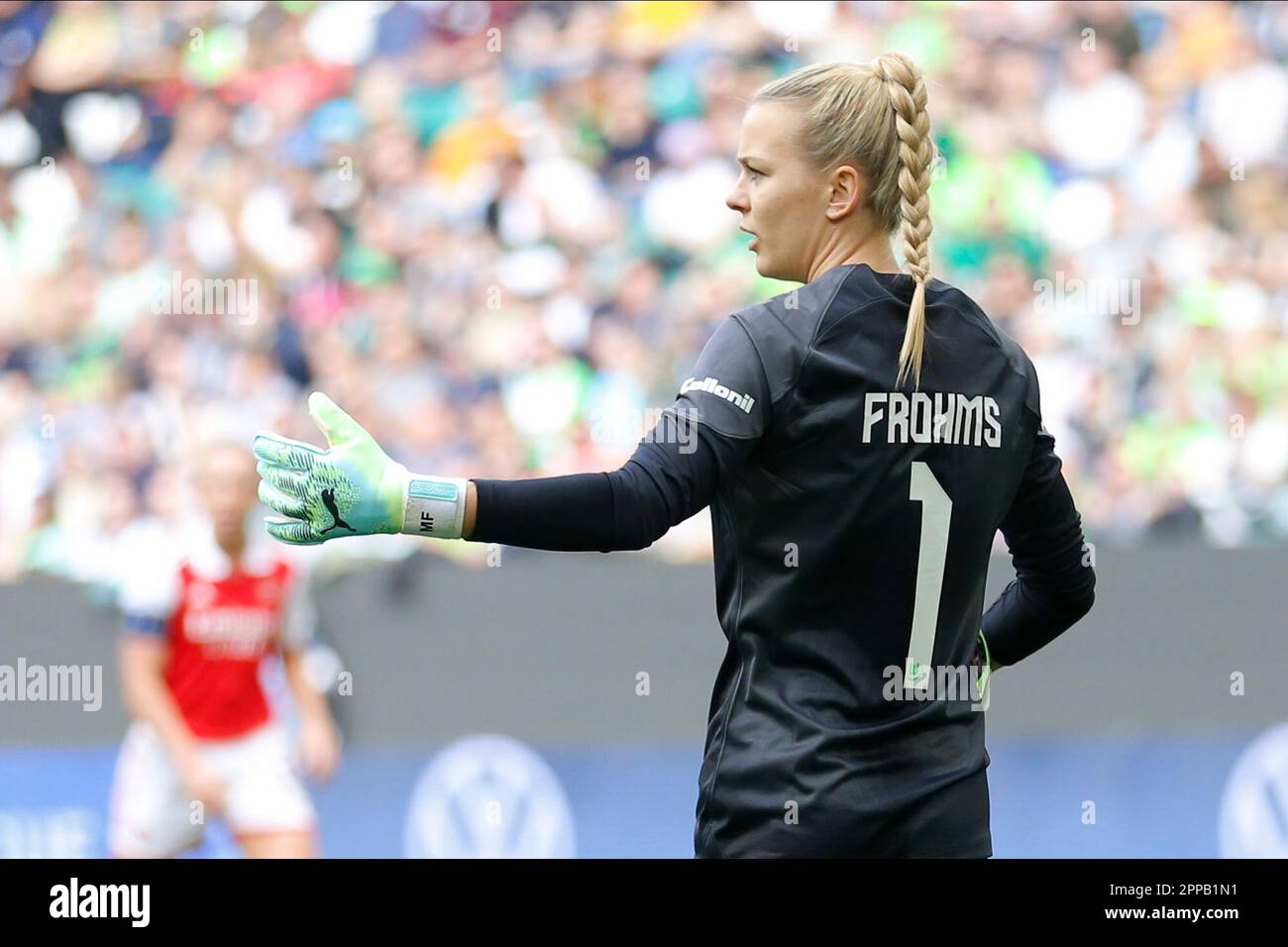 Wolfsburg, Germany. 23rd Apr, 2023. Merle Frohms from VfL Wolfsburg ...